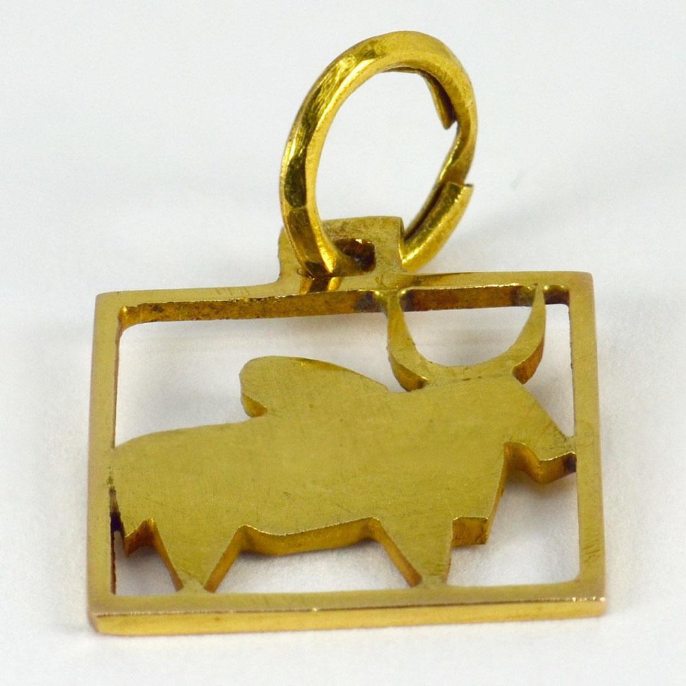 Buffalo 18k Yellow Gold Square Charm Pendant, 1950s for sale at Pamono