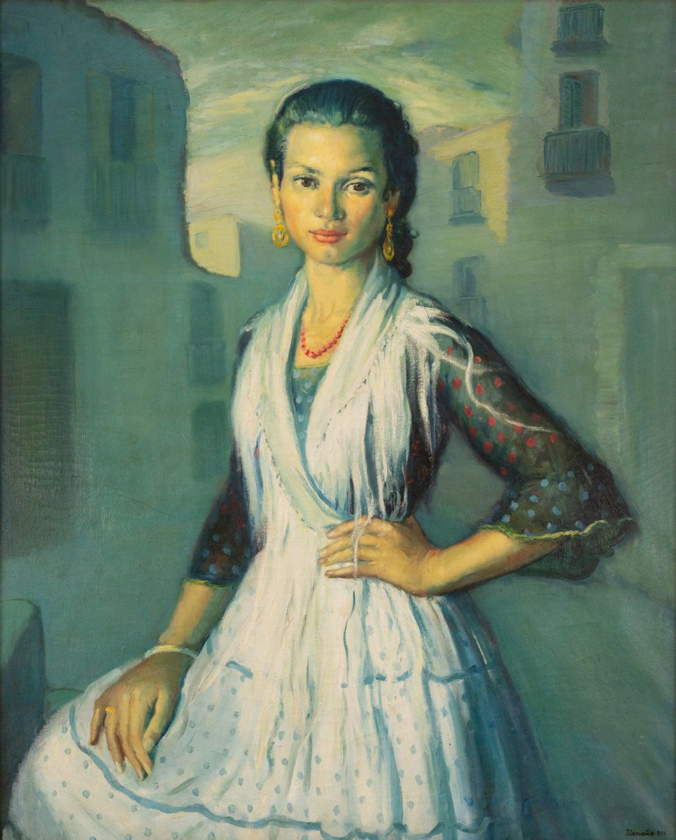 José Lamuño, Rosario of Montjuich, Oil on Canvas, Framed for sale at Pamono