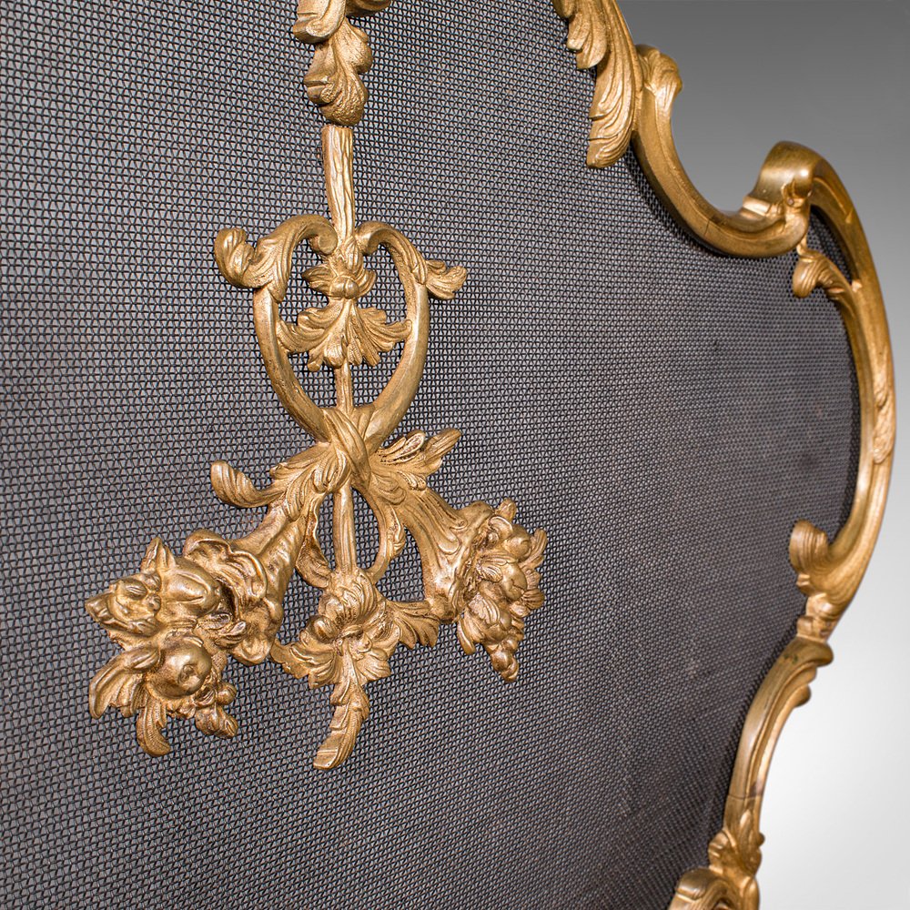 Rococo French Fire Screen in Gilt Brass, 1890s for sale at Pamono