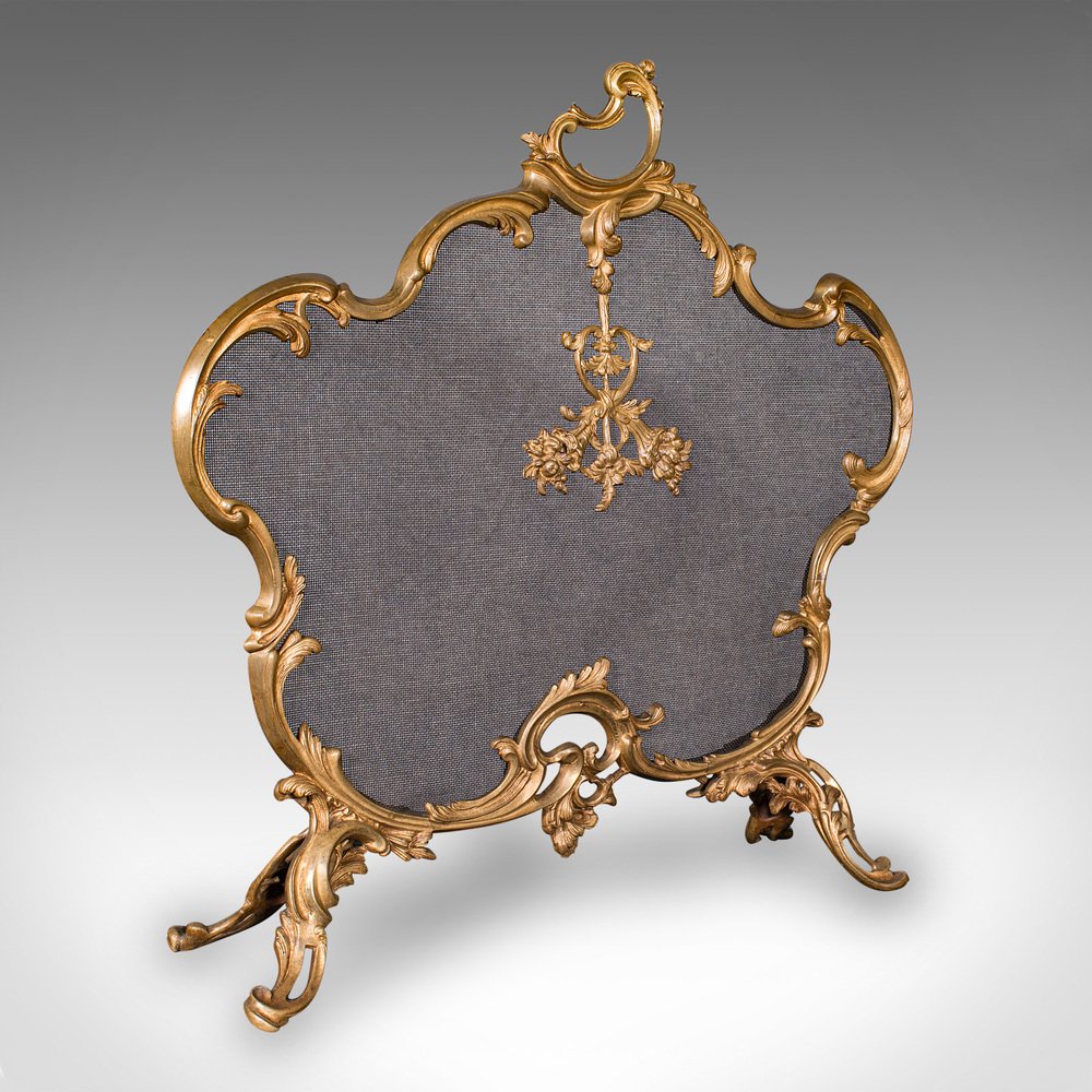Rococo French Fire Screen in Gilt Brass, 1890s for sale at Pamono