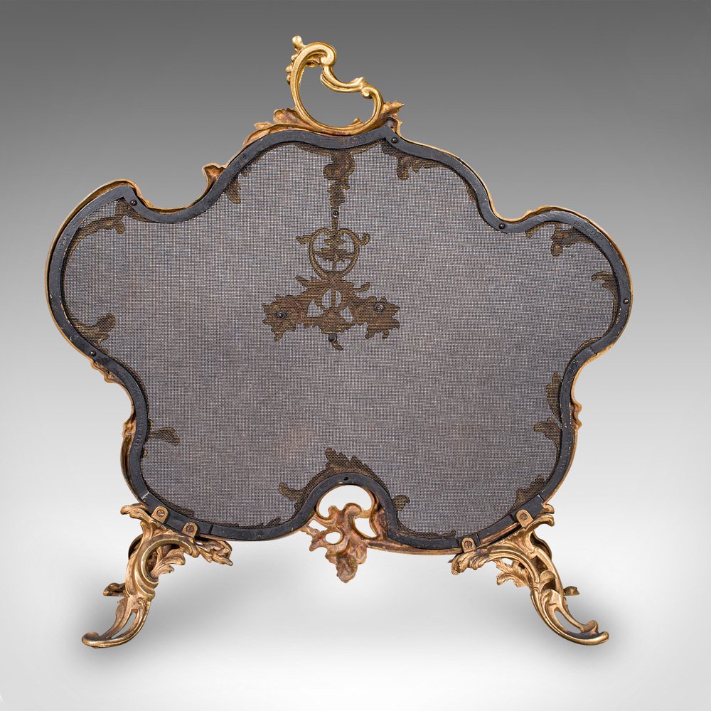 Rococo French Fire Screen in Gilt Brass, 1890s for sale at Pamono