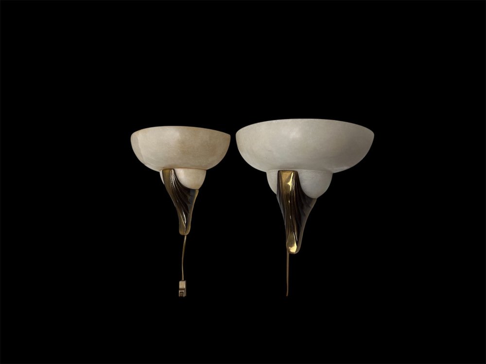 Half Moon Alabaster Wall Lamps from Mariner Spain, 1970s, Set of 2 for ...