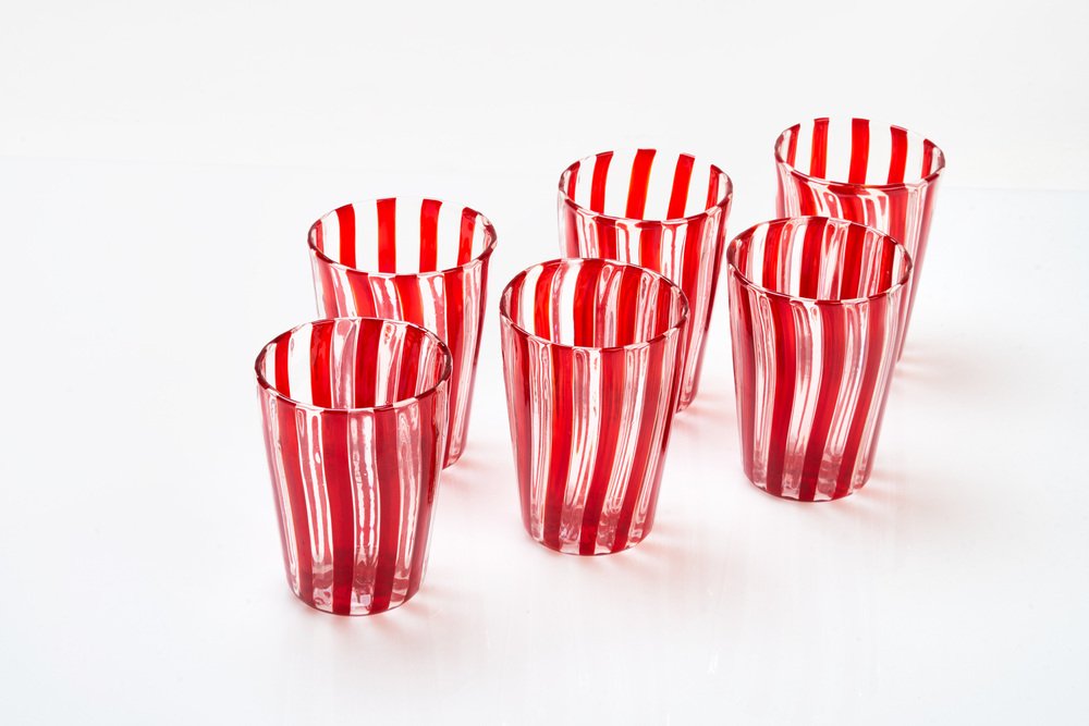Verres en Verre Murano par Angelo Ballarin pour Ribes Studio, Italie ...