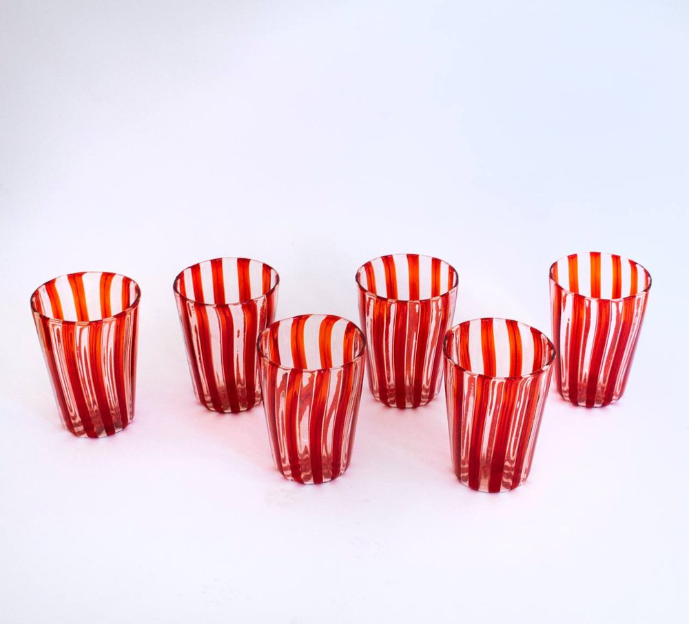 Verres en Verre Murano par Angelo Ballarin pour Ribes Studio, Italie ...