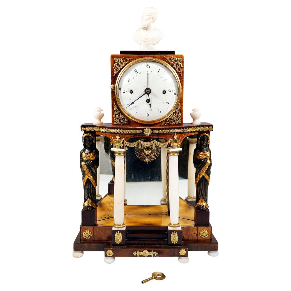 Viennese Empire Portal Clock with Caryatids and Gilded Fittings, 1810 ...