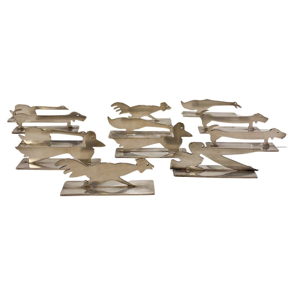 Art Deco Silver Animals Cutlery Holders by Yorel, 1930s, Set of 12 for ...