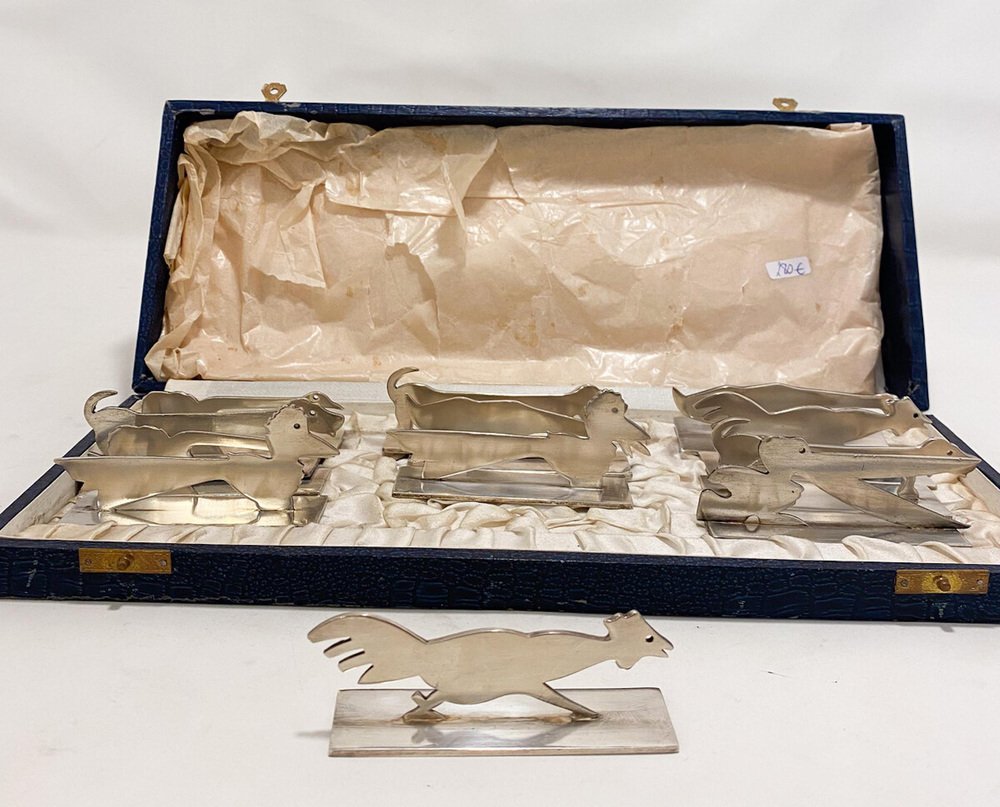 Art Deco Silver Animals Cutlery Holders by Yorel, 1930s, Set of 12 for ...