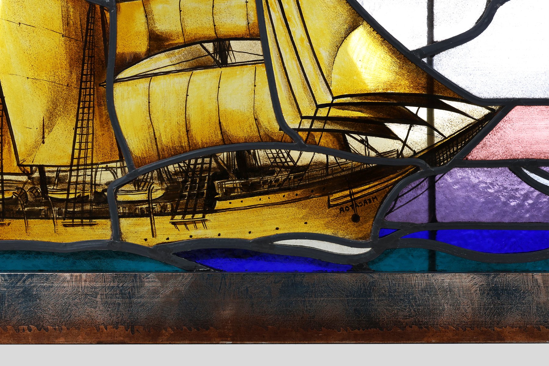 Framed Stained Glass Window by Leo Vingerhoets, 1950s for sale at Pamono