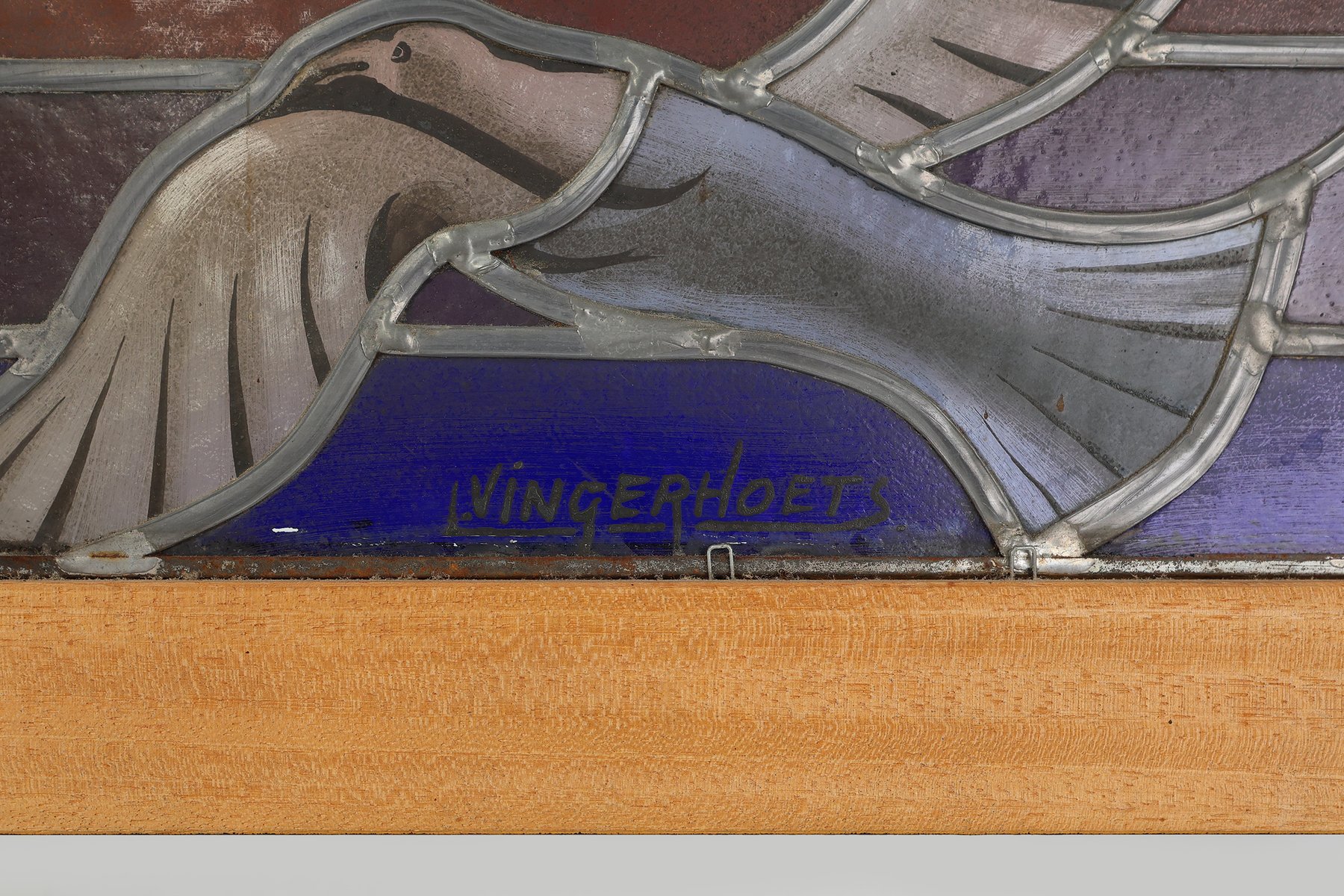 Framed Stained Glass Window by Leo Vingerhoets, 1950s for sale at Pamono