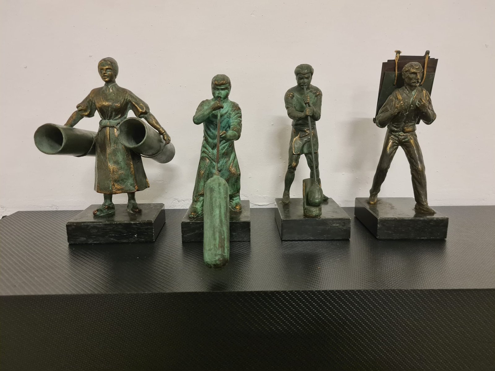 Bronze Figures Depicting Glass Process, 1980s, Set of 4 for sale at Pamono