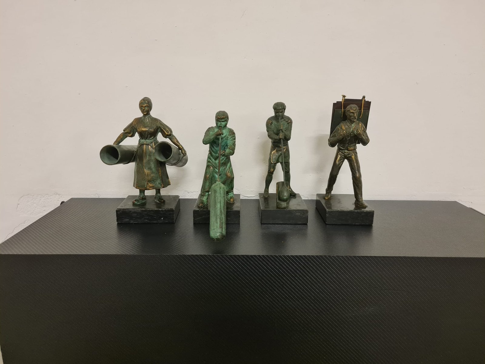 Bronze Figures Depicting Glass Process, 1980s, Set of 4 for sale at Pamono