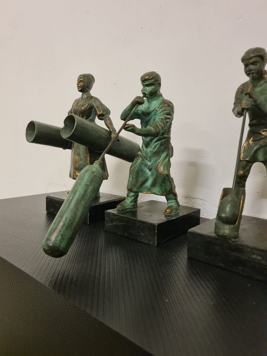 Bronze Figures Depicting Glass Process, 1980s, Set of 4 for sale at Pamono