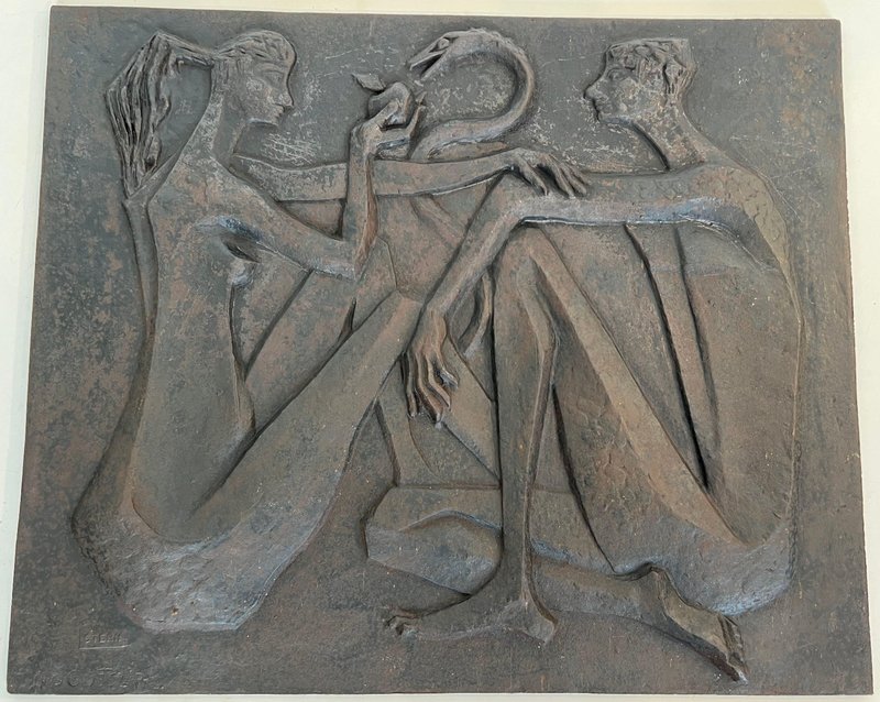 Modernist Cast Iron Fireback Depicting Adam and Eve from Stern for sale ...