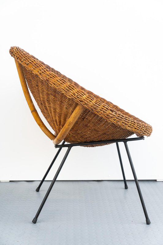 Wicker Seats with Iron Frame, 1950s for sale at Pamono