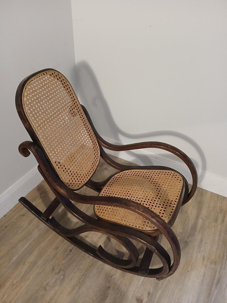 Children's Rocking Chair in Wood and Canework, 1980s for sale at Pamono