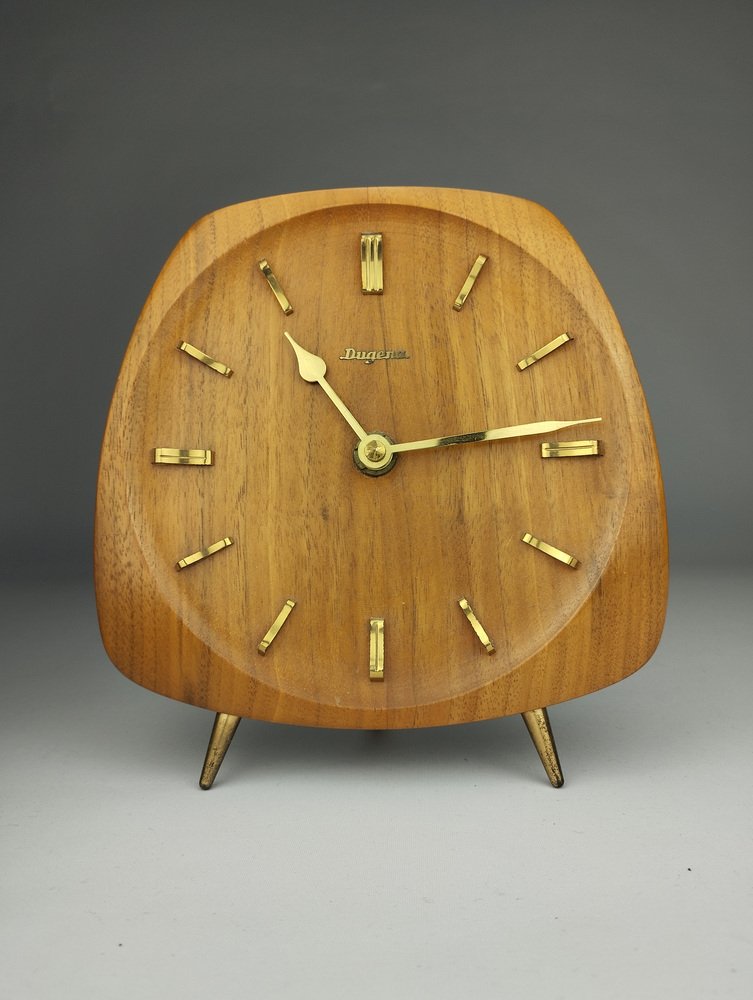 Mid-Century Teak Table Clock from Dugena for sale at Pamono