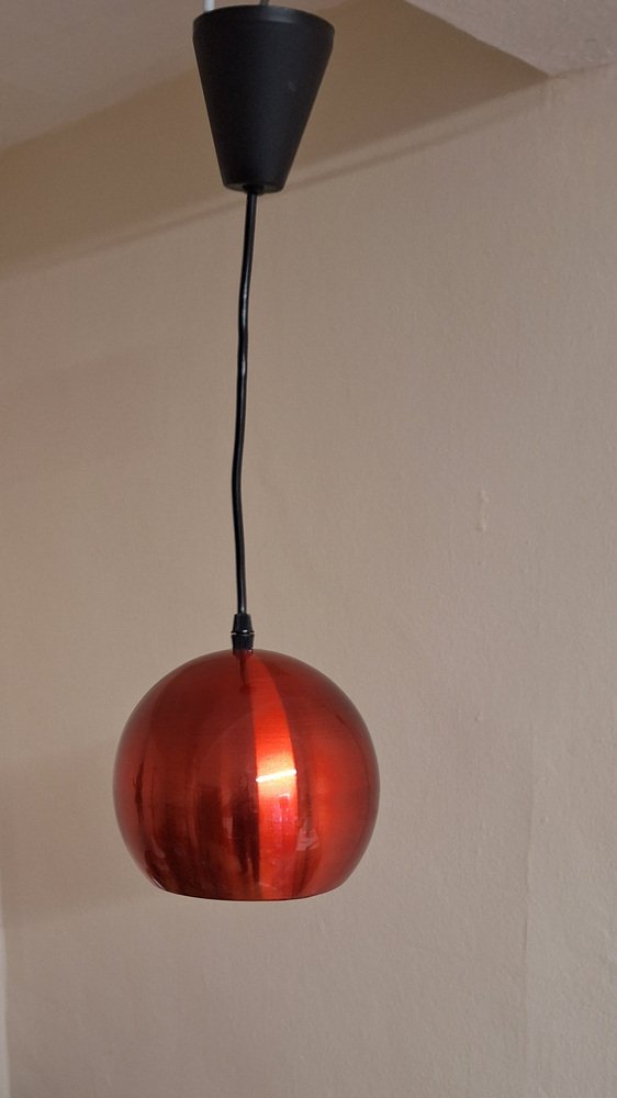 Black Plastic Ceiling Lamp with Red Aluminum Shade, 1970s for sale at ...