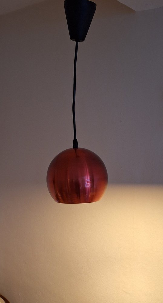 Black Plastic Ceiling Lamp with Red Aluminum Shade, 1970s for sale at ...