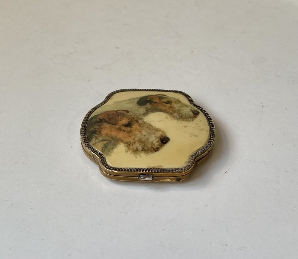 Enamel Powder Compact with Fox Terriers, 1930s for sale at Pamono