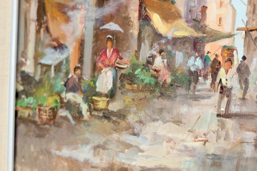 Moriani, City Street Scene, 1960s, Oil on Canvas for sale at Pamono