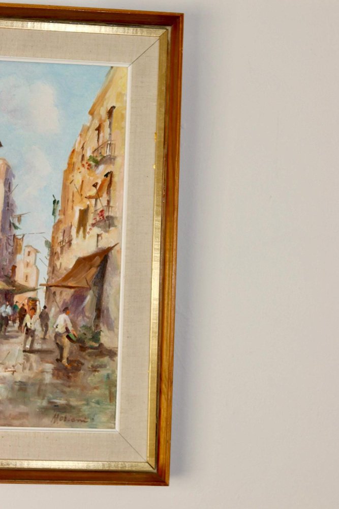 Moriani, City Street Scene, 1960s, Oil on Canvas for sale at Pamono