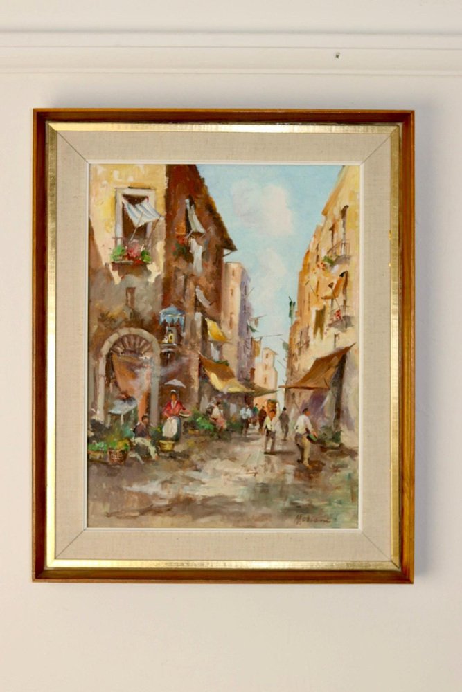 Moriani, City Street Scene, 1960s, Oil on Canvas for sale at Pamono