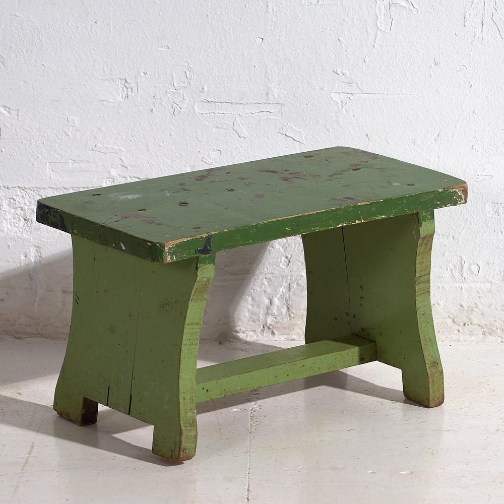 Small Antique Green Stool, 1920 for sale at Pamono