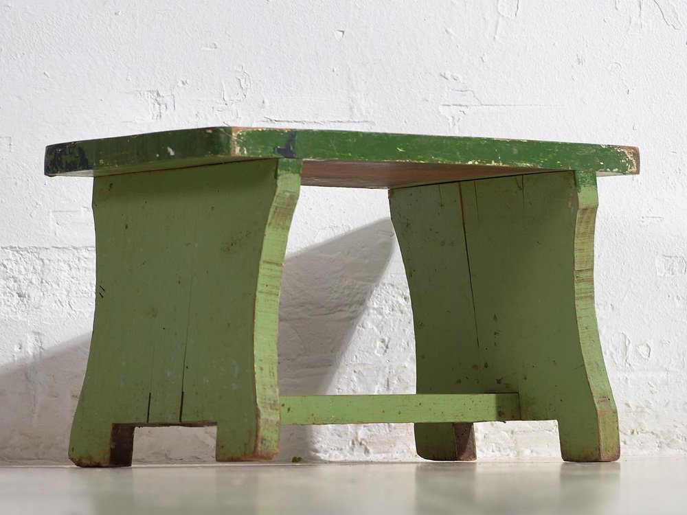 Small Antique Green Stool, 1920 for sale at Pamono