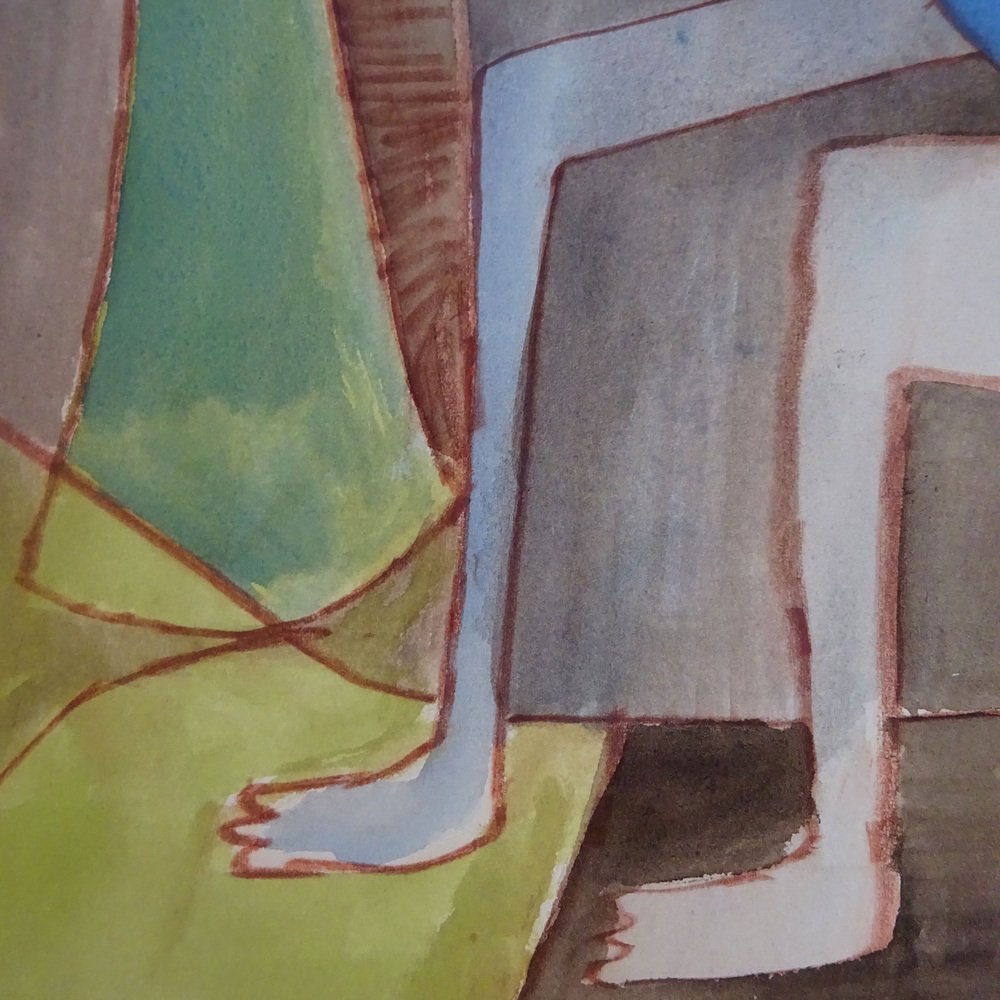 Hannes Postma, Couple, 1957, Watercolour and Brown Chalk for sale at Pamono