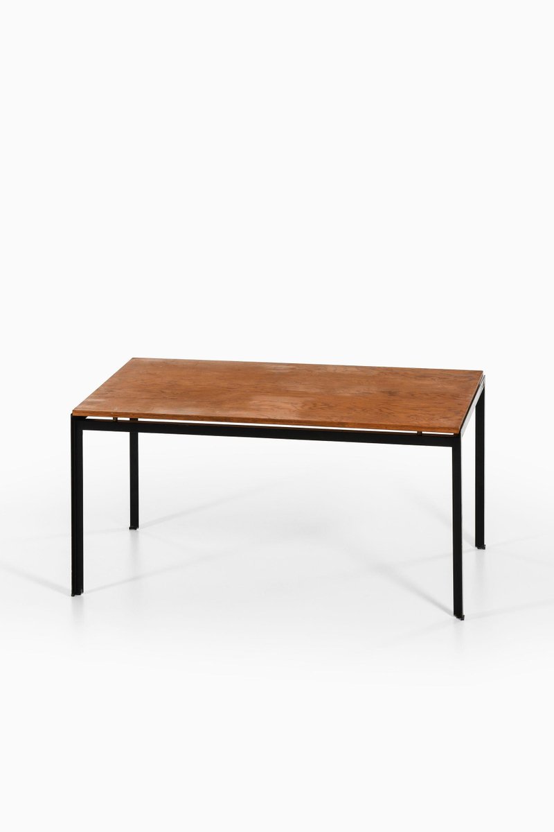 Academy Table in Black Lacquered Steel and Pine attributed to Poul ...