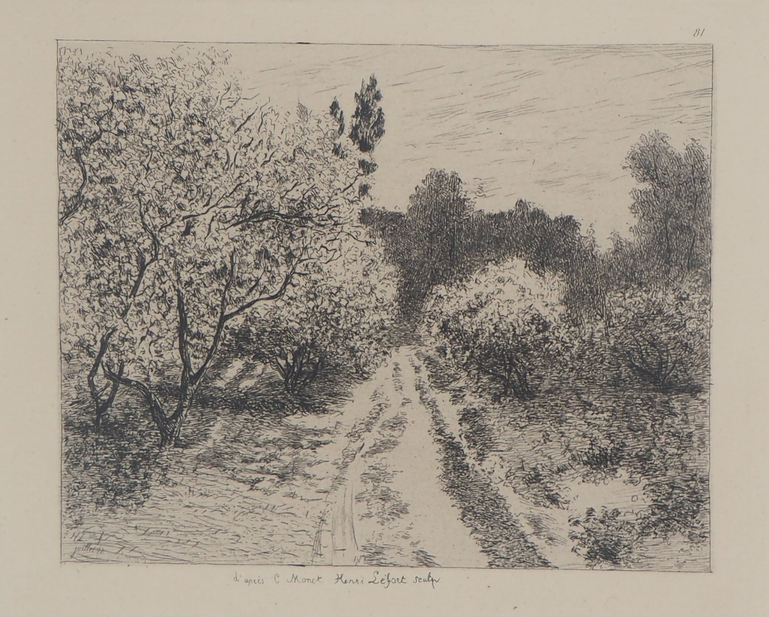 After Claude Monet, Apple Trees in Bloom, 1873, Engraving for sale at Pamono