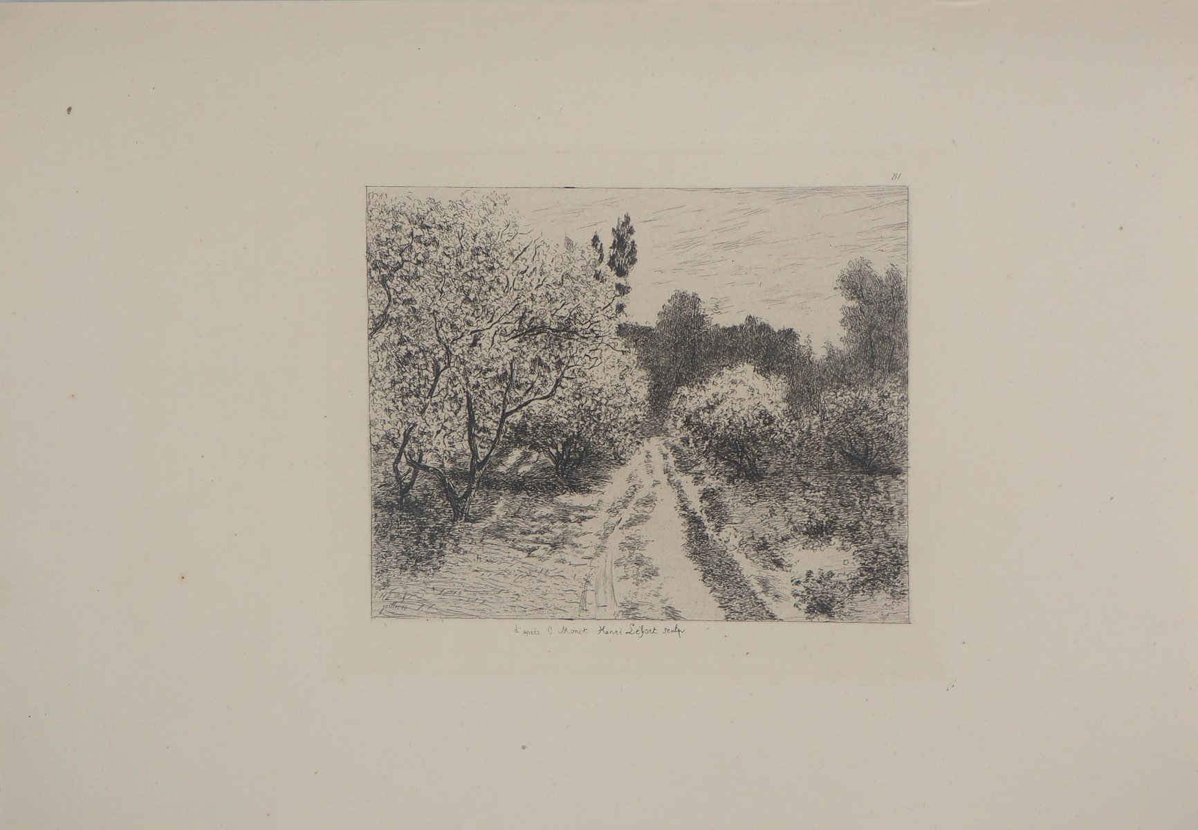 After Claude Monet, Apple Trees in Bloom, 1873, Engraving for sale at Pamono