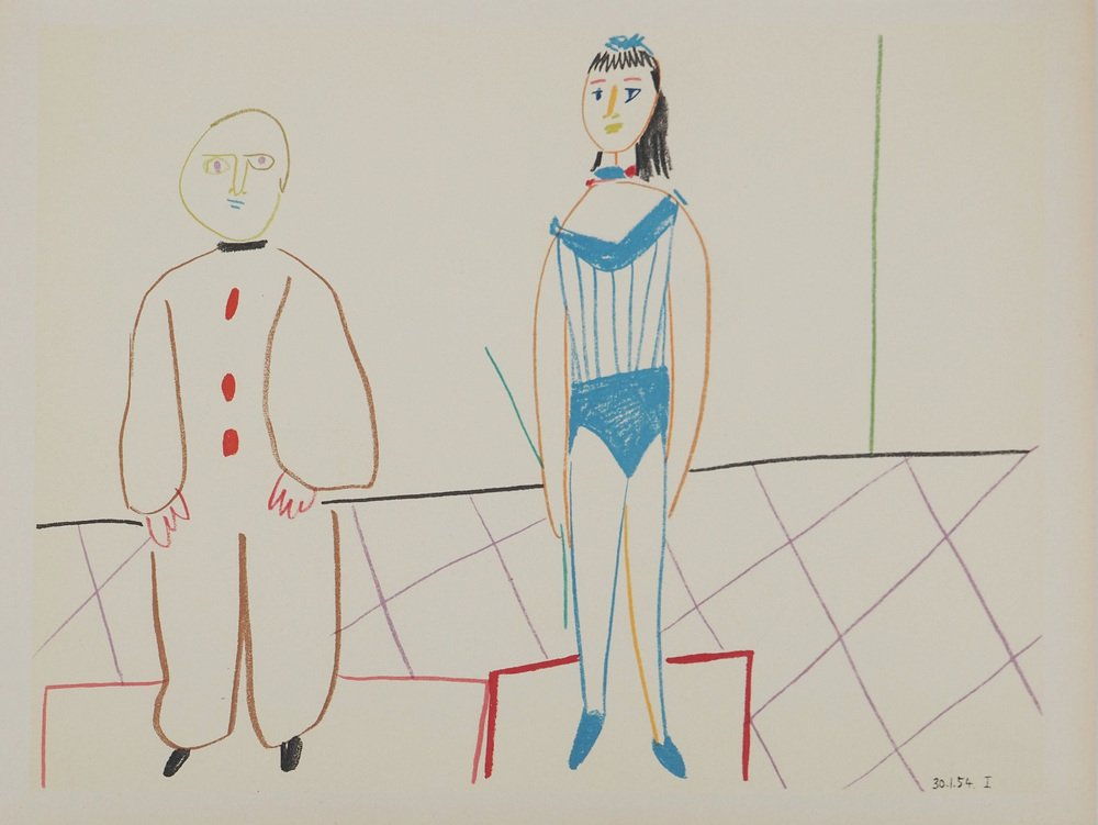 Pablo Picasso, The Clown and His Assistant, Lithograph for sale at Pamono