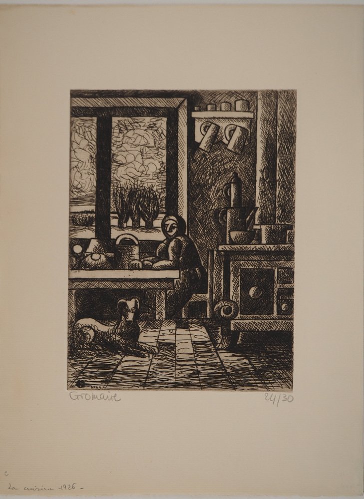 Marcel Gromaire, Country House, The Kitchen, Original Engraving for ...