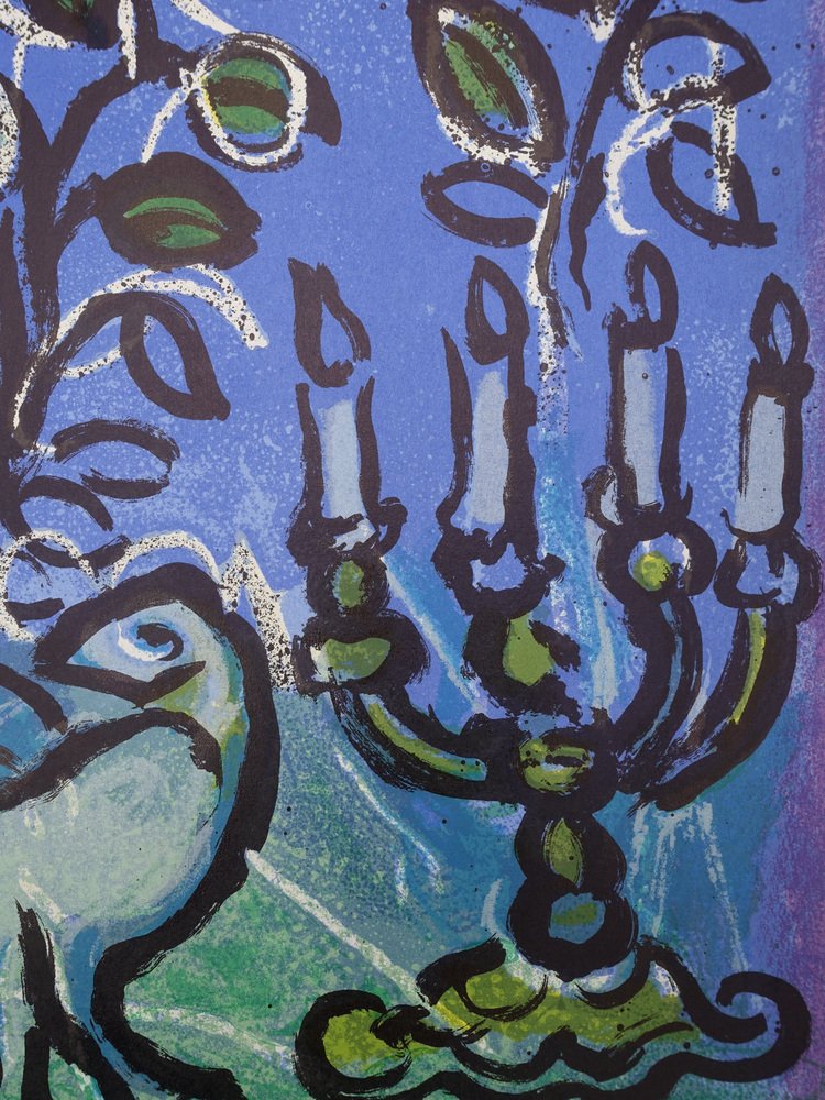 Marc Chagall, Dove and Menorah Candlestick, Original Lithographie bei ...