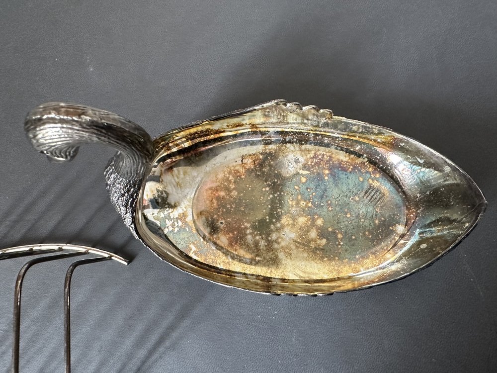 Vintage Italian Silver-Plated Swan Toast Rack, 1970s for sale at Pamono