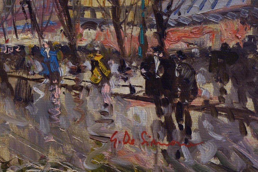 Giulio De Simone, Paris, Oil Painting, 1980s for sale at Pamono
