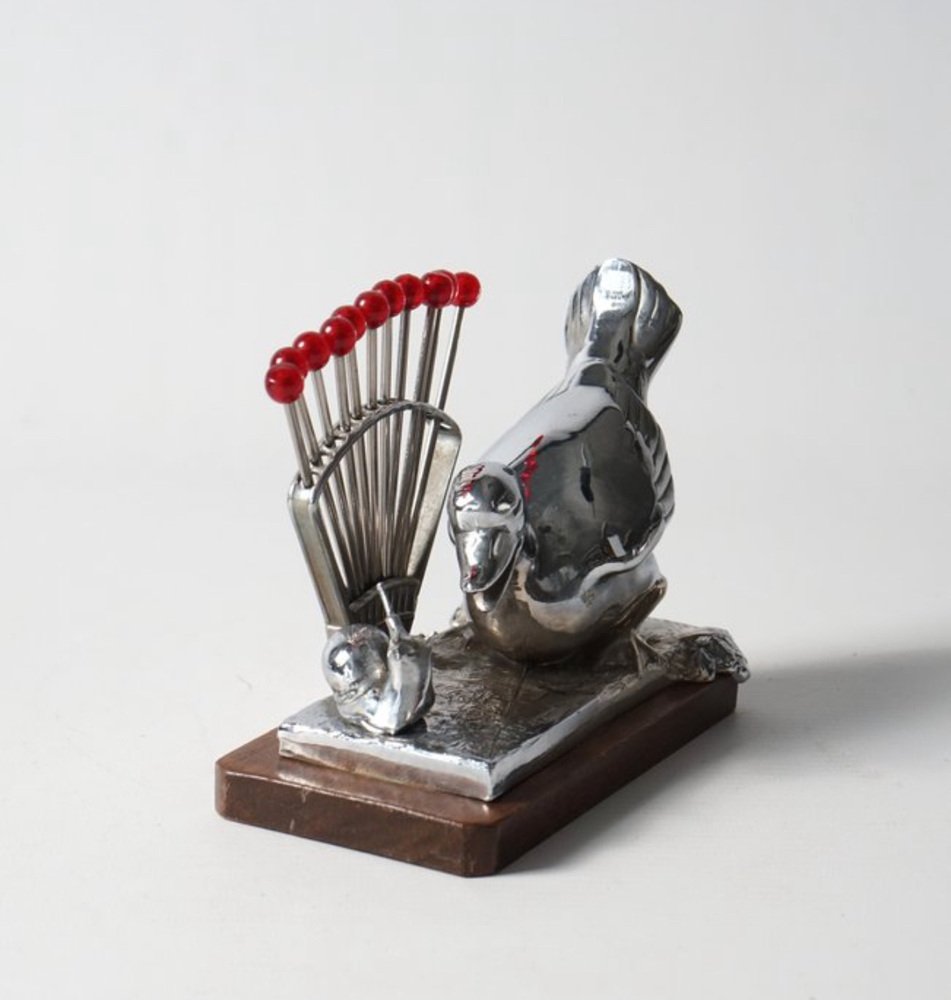 Art Deco Benjamin Rabier Chrome on Wooden Plate Cocktail Set, 1930s for ...