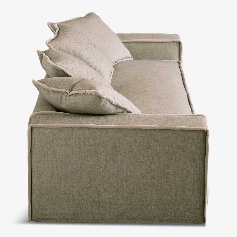 Rafaella Two-Seater Sofa in Beige Melange Linen with Light Grey Velvet ...