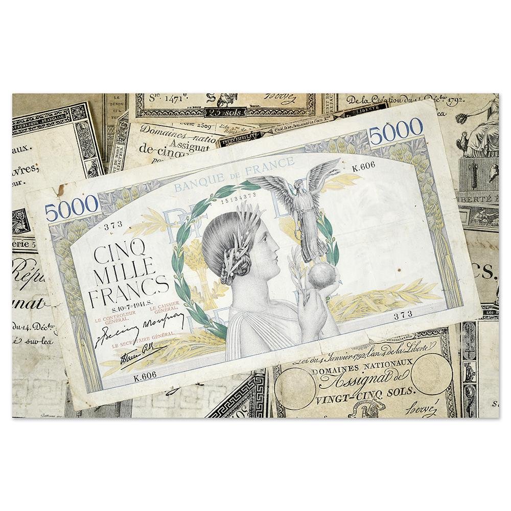 Frame Decorated with Old French Bonds and Notes for sale at Pamono