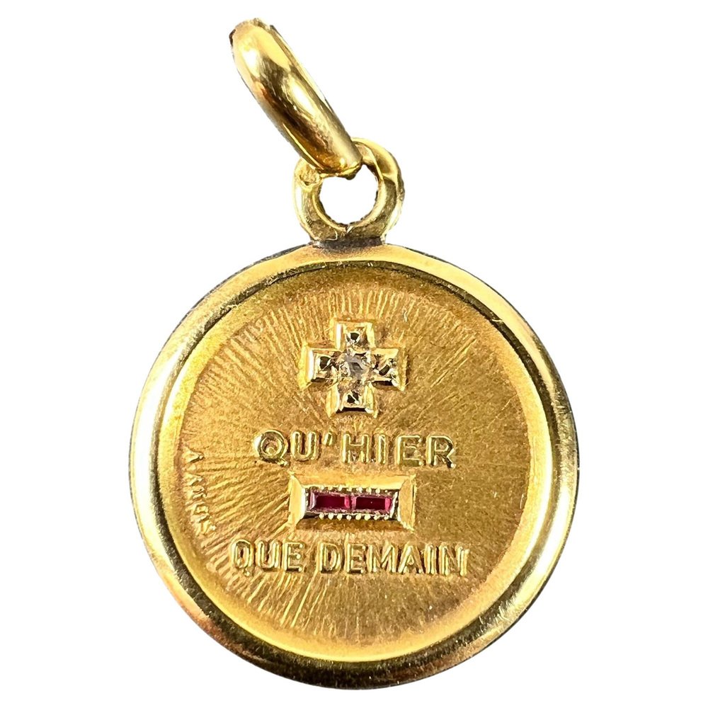 French Plus Hier Ruby Diamond 18k Yellow Gold Love Charm Pendant by ...