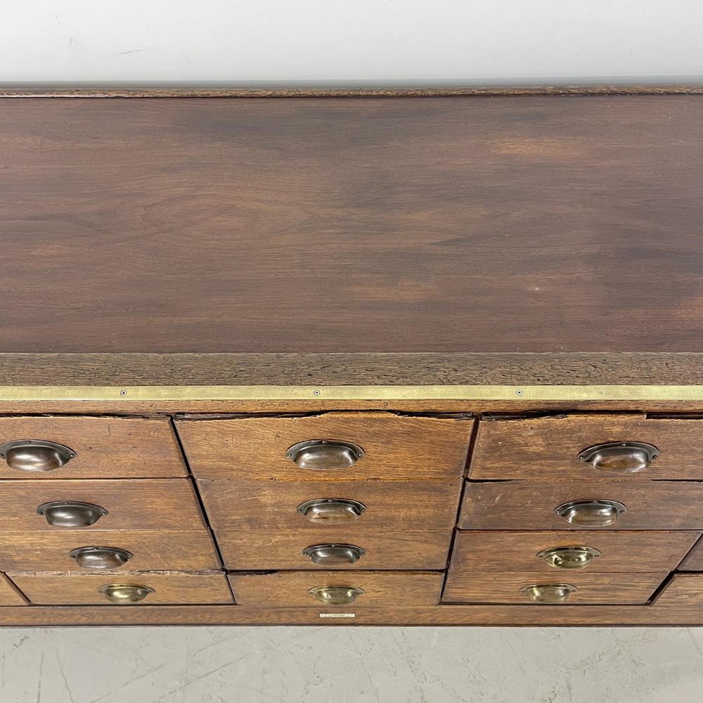 20 Drawer Oak Shop Counter, 1930s for sale at Pamono