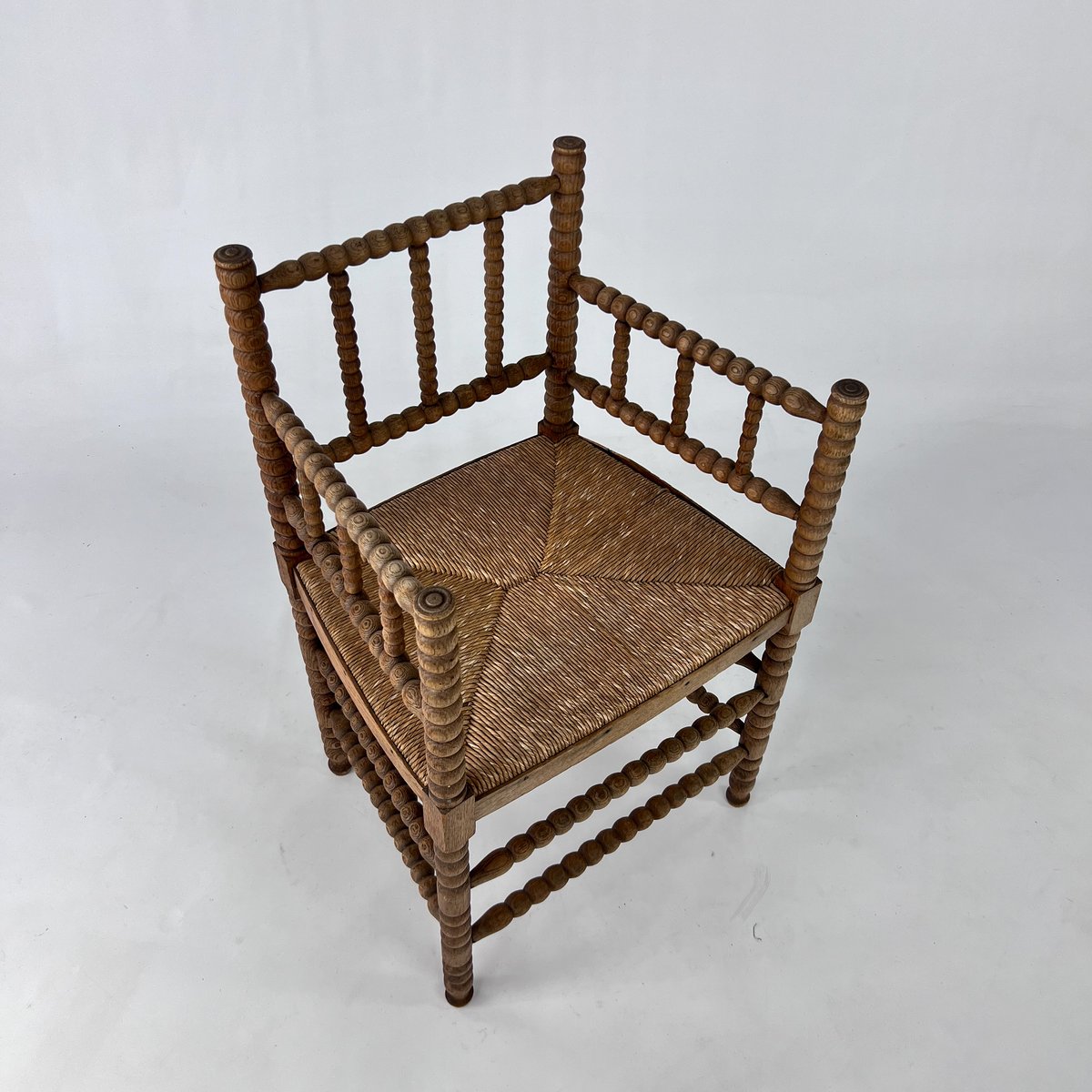 Dutch Oak and Rush Chair, 1930s for sale at Pamono