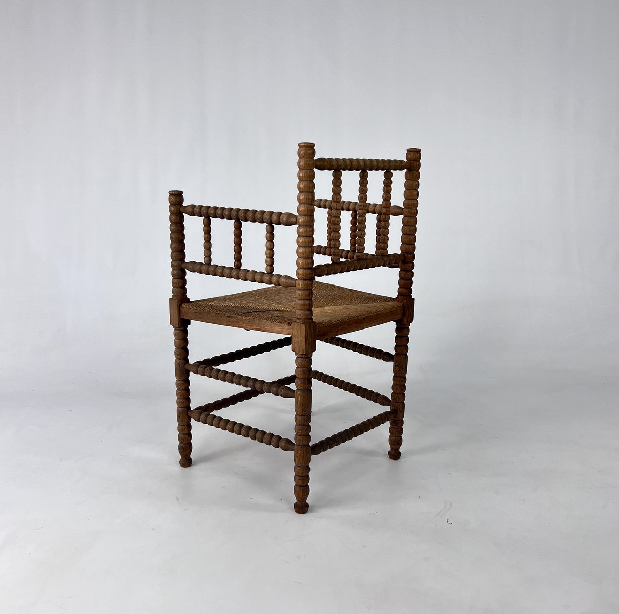 Dutch Oak and Rush Chair, 1930s for sale at Pamono
