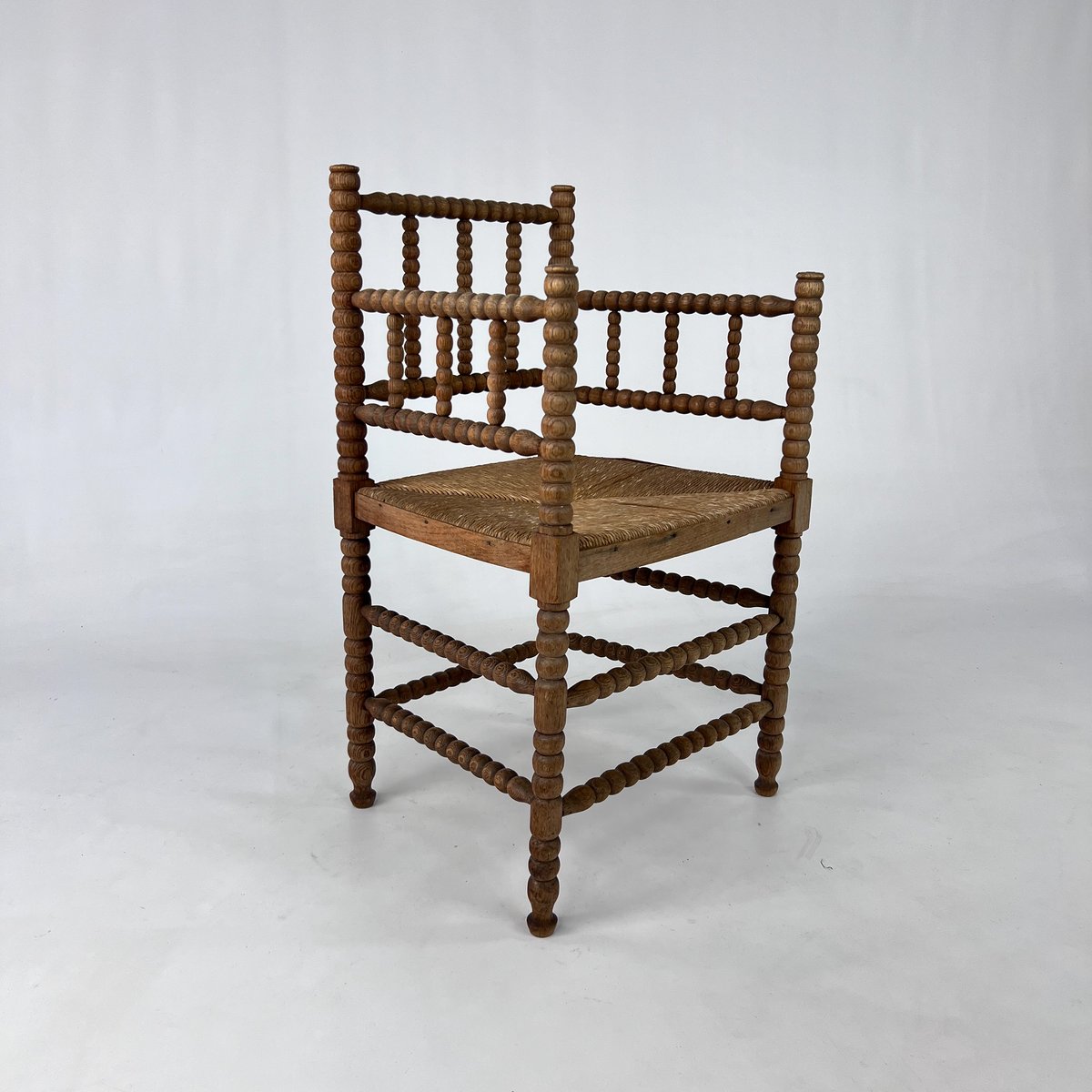 Dutch Oak and Rush Chair, 1930s for sale at Pamono