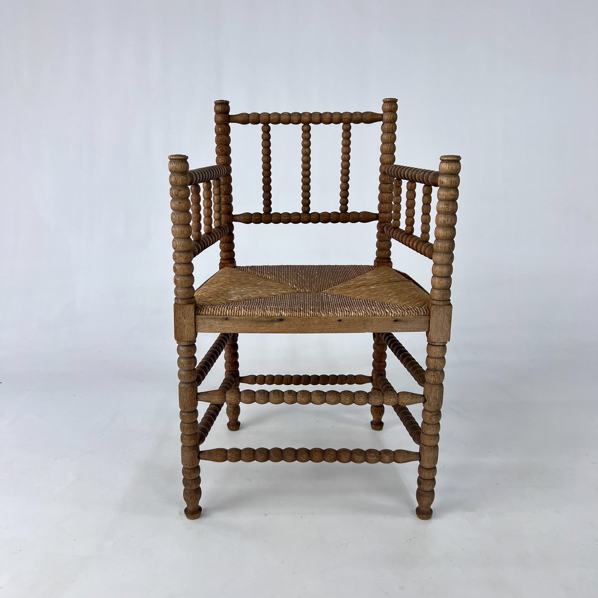 Dutch Oak and Rush Chair, 1930s for sale at Pamono