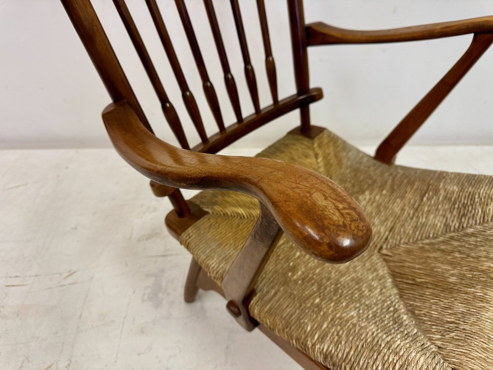 Dutch Stick Back and Rush Seat attributed to De Ster Gelderland, 1950s ...