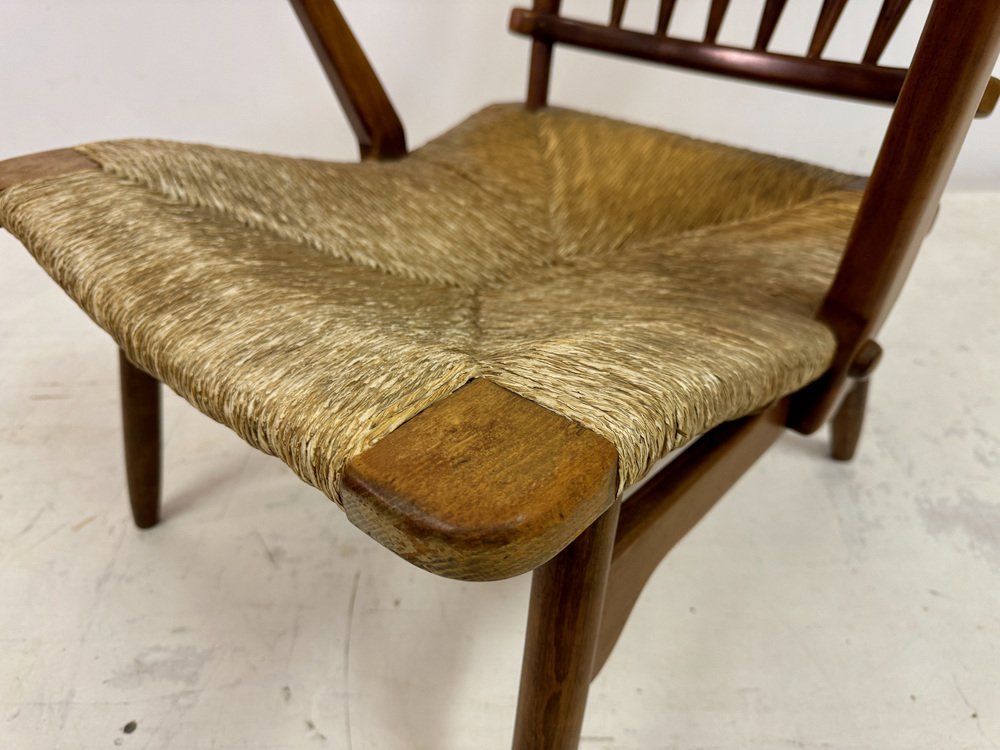 Dutch Stick Back and Rush Seat attributed to De Ster Gelderland, 1950s ...
