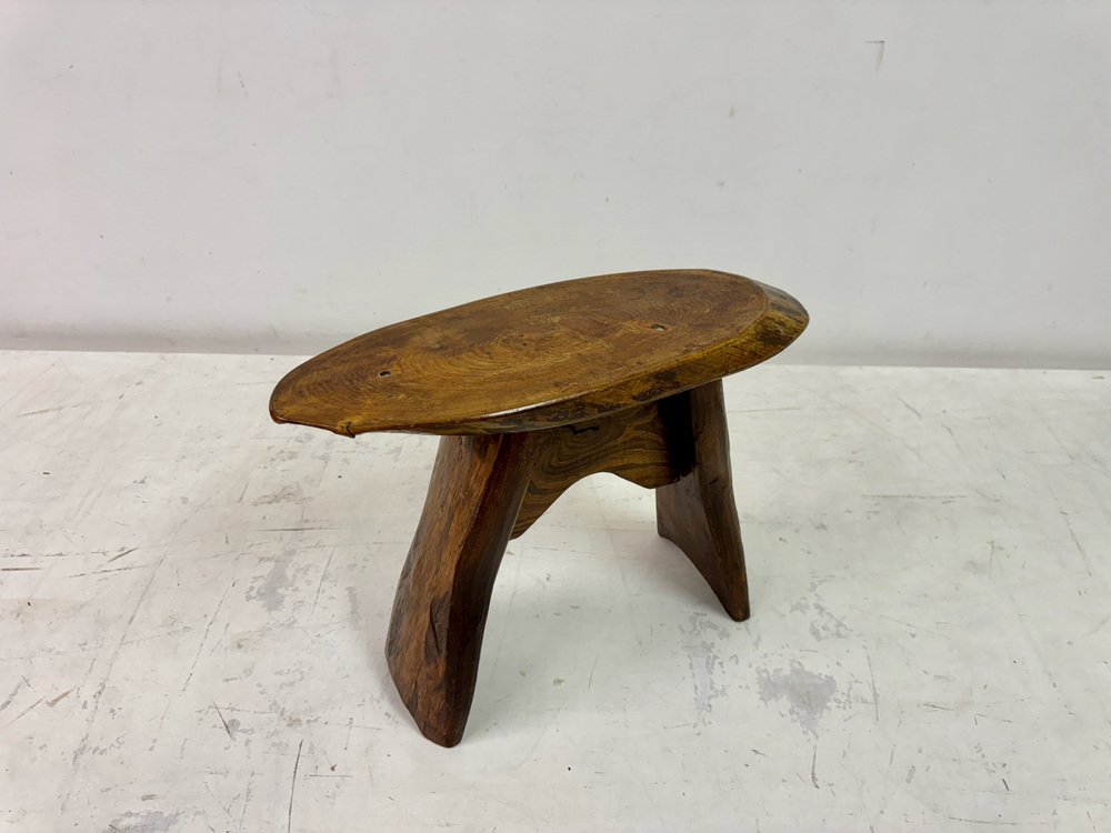 Mid-Century Rustic Wooden Slab Stool, 1960s for sale at Pamono