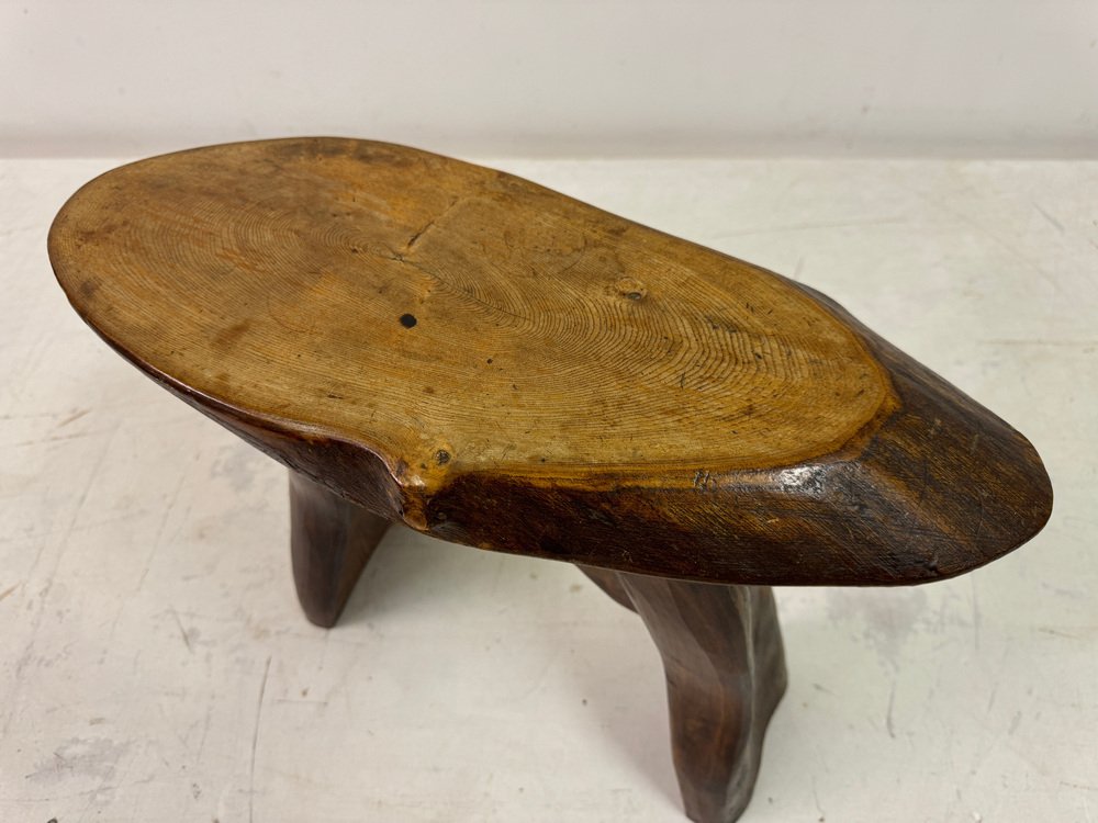 Mid-Century Rustic Wooden Slab Stool, 1960s for sale at Pamono